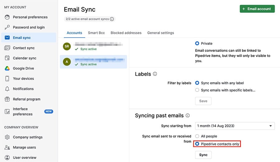 Why are non-Pipedrive contact emails syncing to my Pipedrive inbox? - Knowledge Base | Pipedrive